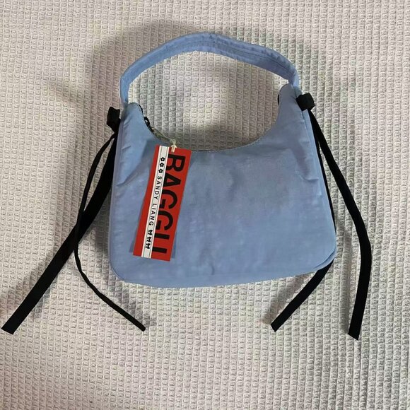 BAGGU | Bags | Baggu Blue Shoulder Bag With Curved Shape And Soft ...